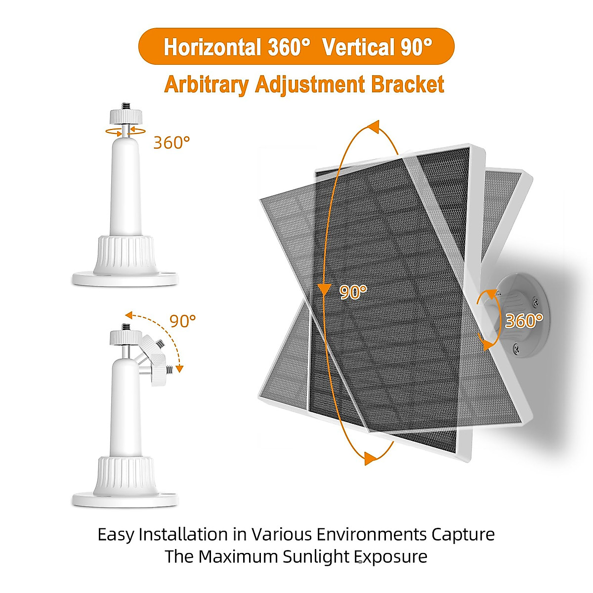 Coohchch Solar Panel Charger for Google Nest Camera Outdoor & Indoor (Battery Version), 6V 5W Output Solar Panel Fast Charge, Camera Solar Panel Charger with 360 Degree Adjustable Solar Holder