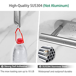 Paper Towel Holder Under Cabinet, Adhesive Paper Towel Holders Wall Mount, SUS 304 Stainless Steel Silver