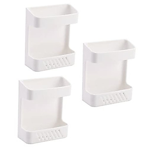 PRETYZOOM 3pcs Tool Holder White Storage Shelves Self Adhesive Remote Control Holders Wall-Mounted Phone Holder Household Wall Storage Rack Household Wall Storage -Mounted Rack Abs