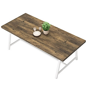 Tribesigns Dining Table for 8 People, 70.87-inch Rectangular Wood Kitchen Table with Strong Metal Frame, Vintage Large Long Dining Room Table for Big Family (Oak, No Chair)