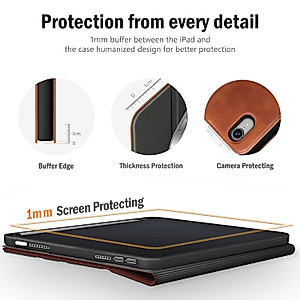 Antbox Case for iPad Mini 7 A17 Pro Case, iPad Mini 7th/6th Generation Case (2024/2021) with Pencil Holder Vegan Leather Smart Cover with Auto Sleep/Wake Stand Function