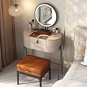 Lartis Makeup Vanity Set，Very Easy to Assemble。Dressing Table,Vanity Desk,Dresser Desk,for Small Spaces, LED Lighted Mirror