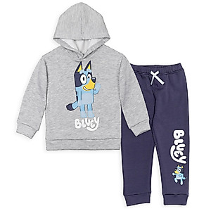 Bluey Little Boys Fleece Hoodie and Pants Outfit Set Grey/Blue 7-8