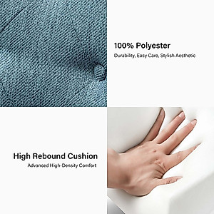 Modern Tufted Armless Home Office Chair, Comfy Upholstered Desk Chair with Vintage Wood Base, Height Adjustable Swivel Computer Task Chair for Living Room Bedroom, Blue