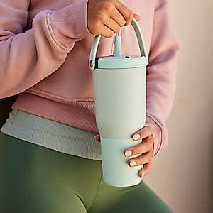 BrüMate Resa 35oz 100% Leakproof Travel Tumbler with Handle & Straw | Flexible Soft Sip Straw | Silicone Sleeve for Durability | Made of Stainless Steel | Cup Holder & Travel Friendly | (Cotton Candy)