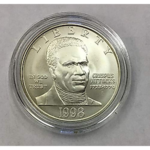 1998 S Black Revolutionary War Patriot Crispus Attucks Dollar Uncirculated US Mint