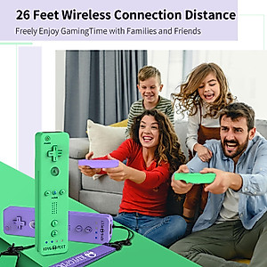 KDYGPDCT Wii Controller 2 Pack,Wii Remote Controller Black and White 2 Set with Wrist Strap for Nintendo Wii/Wii U Console(Green + Purple)