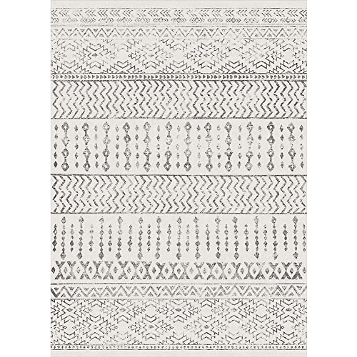 Art&Tuft Area Rug 5x7, Super Soft Ultra-Thin Moroccan Washable Rug, Anti-Slip Backing Rugs for Living Room, Foldable Geometric Machine Washable Area Rug(5'x7', Ivory)