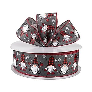 Ribbon Cute, Beautiful Ribbon Cute, Beautiful Christmas Gnome Buffalo Plaid Canvas Wired Ribbon (5 Feet)