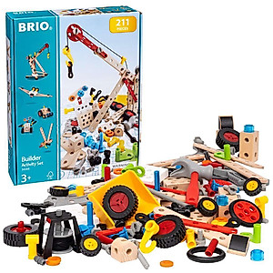 BRIO 34588 Builder Activity Set - 211 Piece STEM Toy with Wood and Plastic Pieces | Enhances Motor Skills | Fosters Creativity | Sustainable Materials | for Kids Ages 3 and Up (63458800)