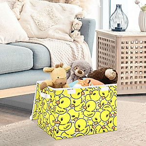 DOMIKING Duck Large Storage Bin with Lid Collapsible Shelf Baskets Box with Handles Toys Organizer for Shelves Cabinet Nursery Drawer