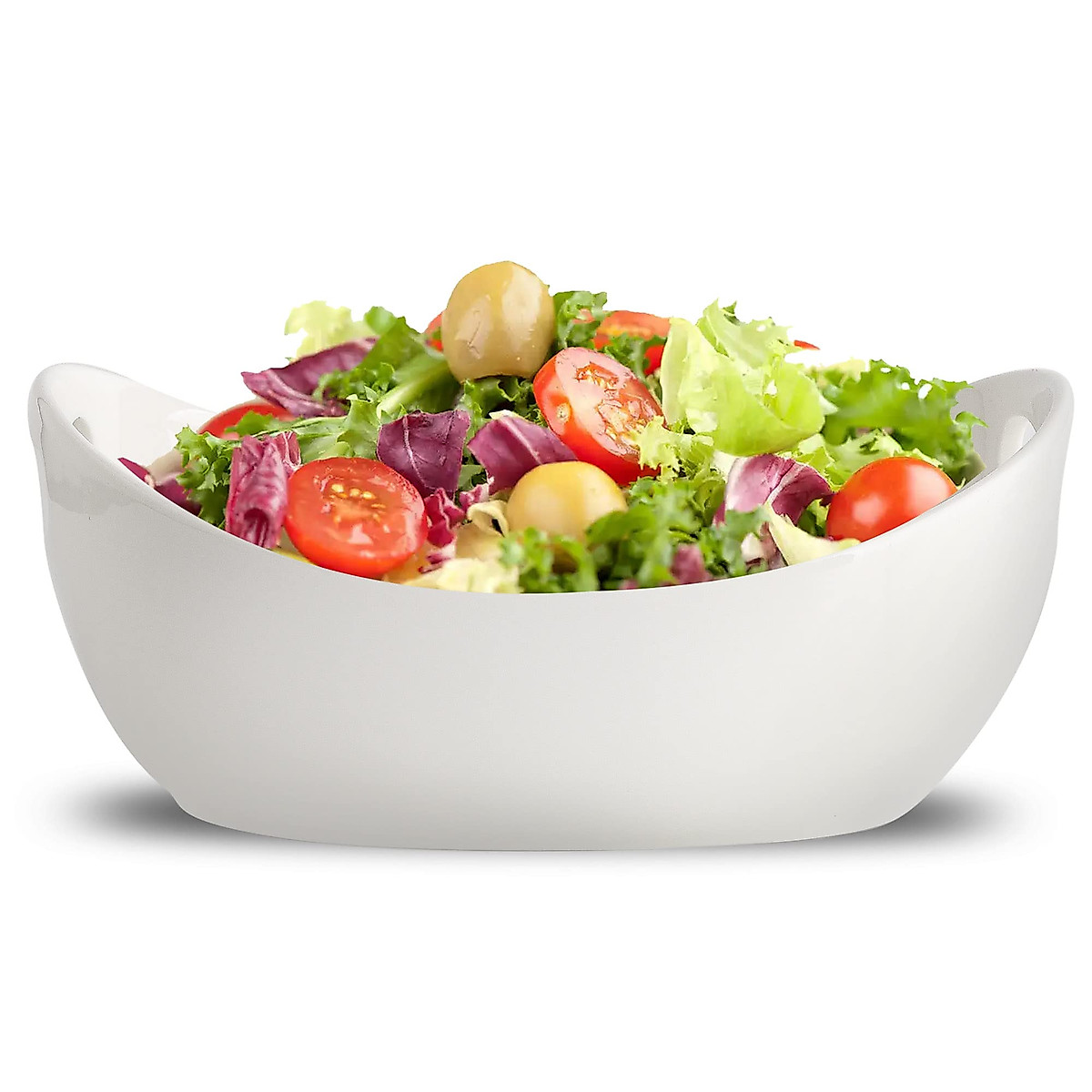 Neaylfe Porcelain Large Serving Bowls with Handles Serving Dishes Set Serving Platter Ceramic Salad Bowls for Parties Entertaining Set of 2 Black S and White L