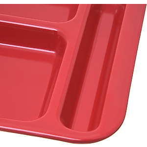 Carlisle FoodService Products CFS 4398205 Right Hand 6-Compartment Cafeteria / Fast Food Tray, 15" x 9", Red