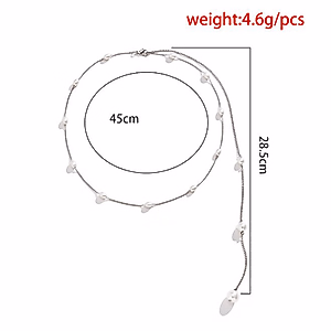 Zeshimb Pearl Back Chain Necklace Long Pearl Chain Drop Y Necklace Sexy Back Body Chain Wedding Bridal Backdrop Necklace Jewelry for Women