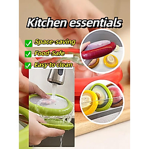 Taoddoe Silicone Avocado Saver Onion Storage, Set of 4 Reusable Fruit Containers for Fridge,Airtight Fresh Vegetable Keeper for Garlic, Onions, Lemon Freshness Box