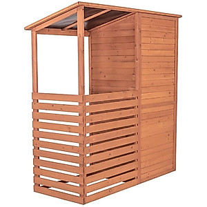 Pemberly Row Combination Firewood and Storage Shed in Medium Brown