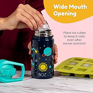 BOZ Kids Water Bottle for School with Straw Lid, Stainless Steel Insulated Water Bottle for Kids, Toddler Water Bottle, Leak Proof Water Bottle for Kids and Toddlers, 14 oz (414ml) (Safari)