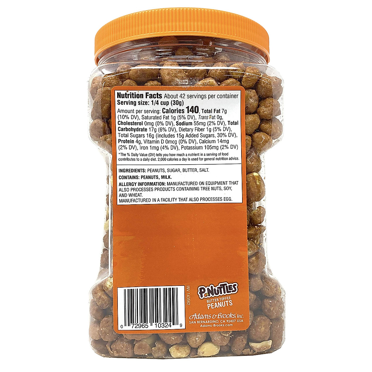 P-Nuttles Butter Toffee Covered Peanuts,Sweet Salty Snack, Toffee Peanuts,Toffee Nuts, 44 Ounce Jar Made in the USA, Kosher, Peanuts Sweet, Party Snack, Nuts Gift, Peanuts Bulk, Sweet Snack