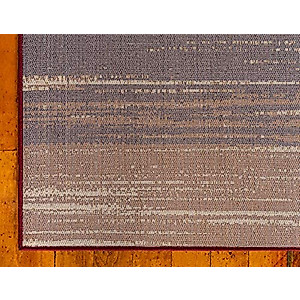 Unique Loom Barista Collection Modern, Abstract, Stripes, Gradient, Urban, Rustic, Warm Colors Area Rug, 4 x 6 ft, Beige/Brown