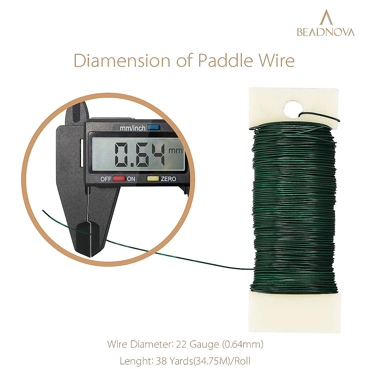 BEADNOVA Floral Wire 114 Yards Paddle Wire 22 Gauge Florist Wire Wreath Wire for Wreath Making Craft Floral Flower Arrangements Garland