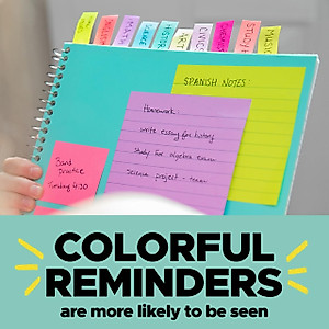 Post-it Flags, 60/On-the-Go Dispenser, .47 in Wide, Alternating Electric Glow Collection (680-EG-ALT)