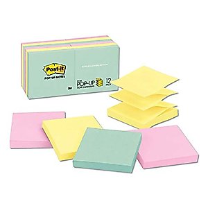 3M Commercial Office Supply Div. - Post-it Notes, Pop Up, 3"x3", 12/PK, Assorted Pastels