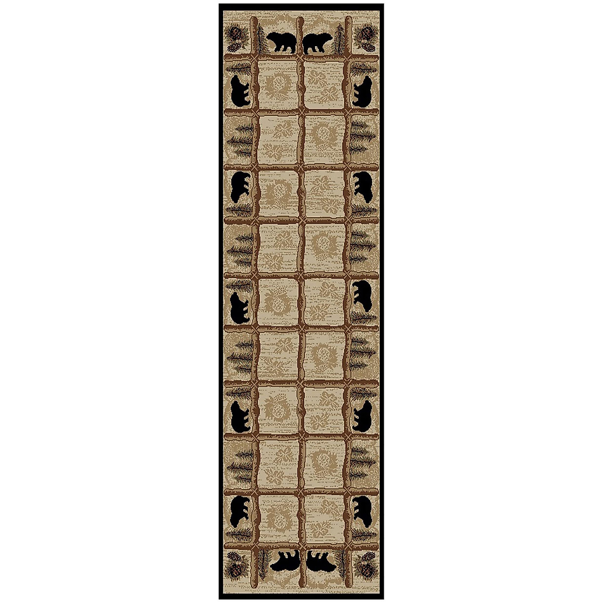 Rustic Lodge, Bear Cabin 2x8 Area Rug, 2'3"x7'7" Multi 7472