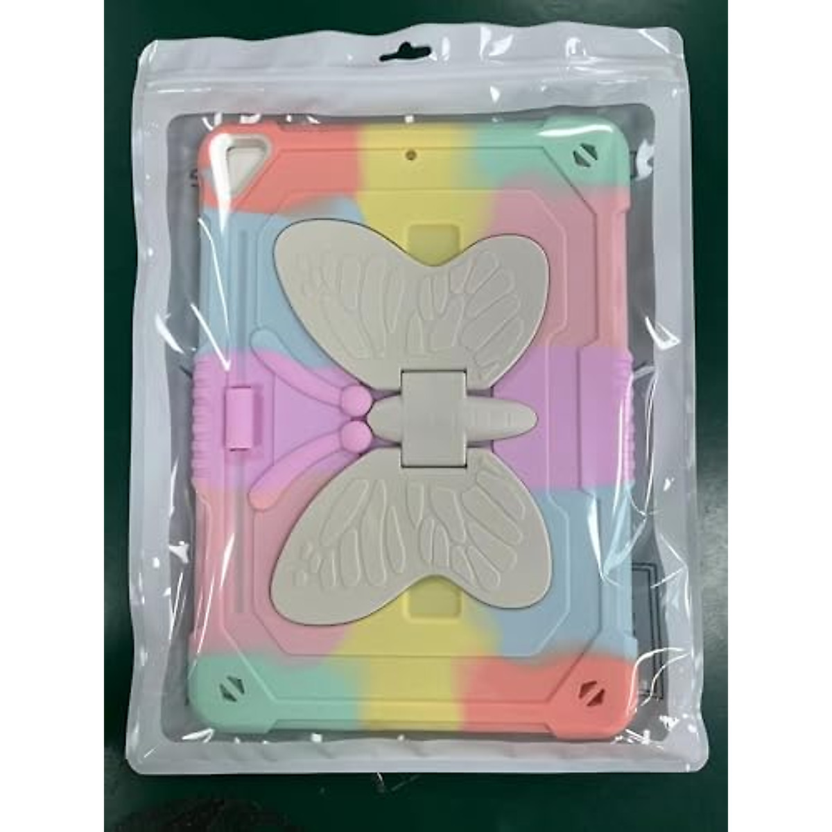 HOGENL for iPad 9th 8th 7th Generation Case for Kids Girl with Pencil Holder, for iPad 10.2 Case with Butterfly Stand Shoulder Strap Shockproof Protective Cover, Multicolor