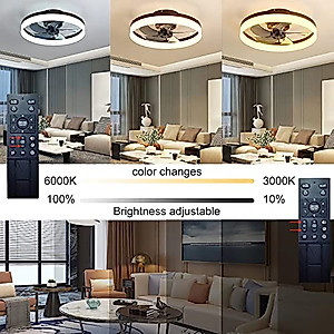 LCYFBE 20" Modern Ceiling Fan with Light, Dimmable LED 6 Speeds Reversible Blades Timing with Remote Control, Semi Flush Mount Low Profile ceiling fan with light for home bedroom, Black