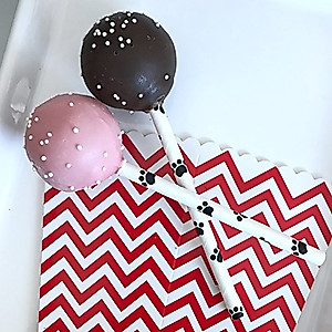 Dog Theme Bone and Paw Print Paper Straws - Black White Red - 50 Pack Outside the Box Papers Brand