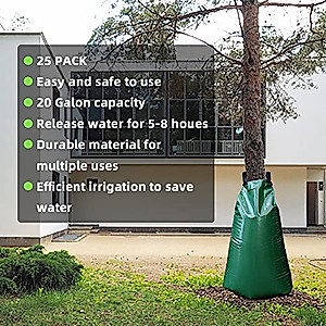 25 Pack Tree Watering Bag, 20 Gallon Slow Release Watering Bag for Trees, Premium PVC Shrub Watering Bag with Heavy Duty Zipper, Durable Reusable Drip Irrigation Bag