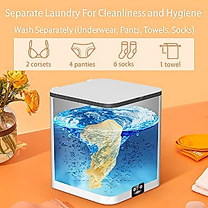 Mini Blue Ultrasonic Washing Machine, Forward and Reverse Turbo Cleaning USB Plug-In Laundry Machine, Bass Environmental Protection Rear Drainage Washing and Drying Machine for Travel, Business, Home