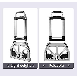 Heavy Duty Folding Hand Truck Dolly Cart Luggage Cart with 2 Elastic Ropes Telescoping Handle Handing Truck for Luggage Moving Travel Shopping Office Use (132 Lb 2 Wheels)