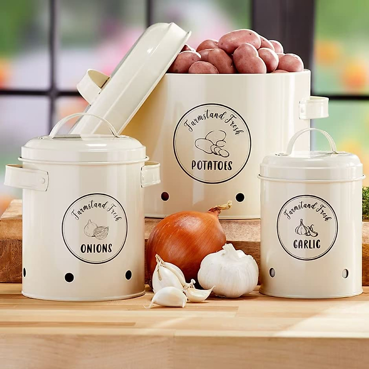 Farmhouse Produce Canisters Set - Airtight Kitchen Storage Solution