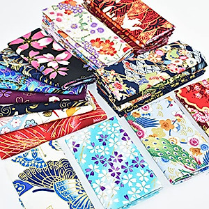 30 Pcs 8" x 10" Cotton Quarters Fabric Bundle Craft Fabric Patchwork Japanese Style Wrapping Cloth Quilting Fabric for DIY Patchwork Sewing Craft with Different Patterns