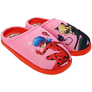 Miraculous Ladybug Pajamas for Girls Nightgown and Slipper Set, Short Sleeve Dorm Shirt, Red/Pink, Size 10/12