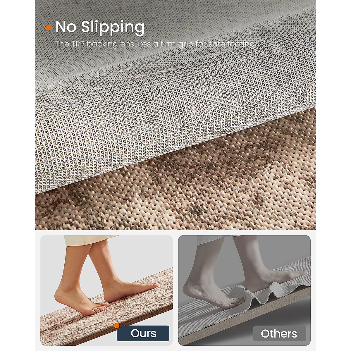 SONGMICS HOME Area Rug, 2x3 ft Living Room Rug, Non-Slip Carpet, Farmhouse Style Rug, Home Decor, for Bedroom, Kitchen, Entryway, Dining Room, Machine Washable, Cappuccino Beige UTAR081K01