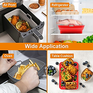 2pcs Air Fryer Silicone Liners Pot with 2pcs Air Fryer Mats & 2pcs Brush for Ninja Food Dualzone DZ401 DZ201 Air Fryer