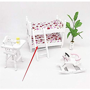 EatingBiting 1:12 Handmade Mini Miniature Double Bedroom Furniture Bunk Bed Ladder Bunk Beds Room Furniture Accessories