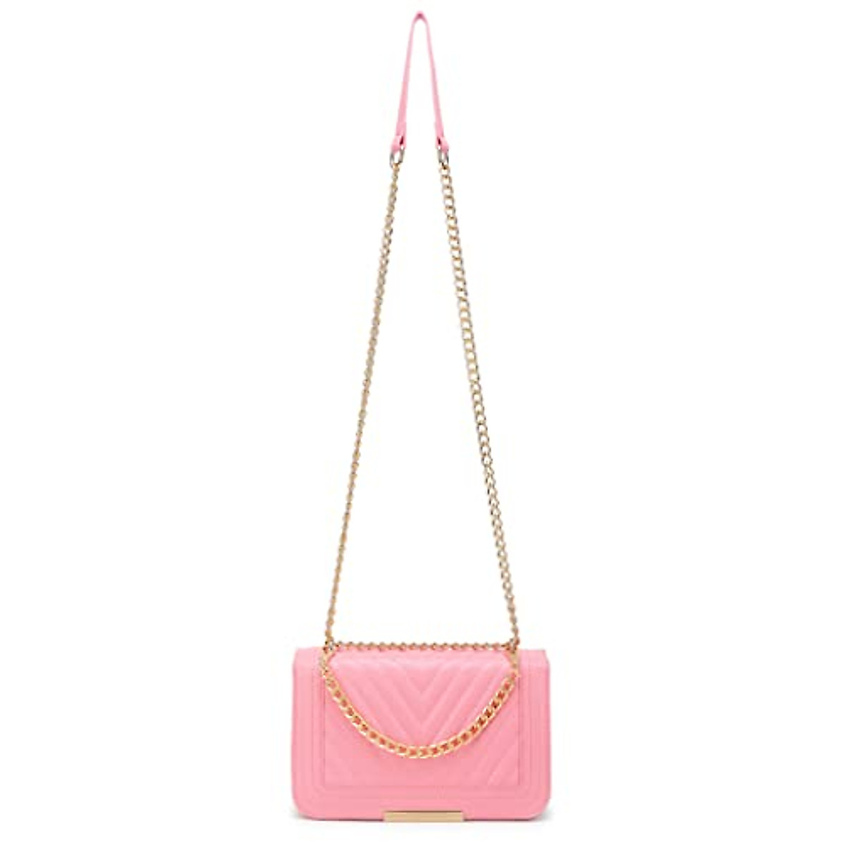 lola mae Crossbody Bags for Women Fashion Quilted Shoulder purse with Convertible Chain Strap Classic Satchel Handbag (Pink-715)