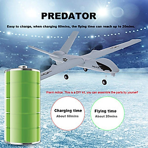 GoolRC Z51 Predator RC Plane, 2.4Ghz 2 Channels Remote Control Airplane with 3-Axis Gyro, Foam Hand Throwing RC Aircraft Glider with 660mm Wingspan, DIY Kit Toys for Kids Beginners