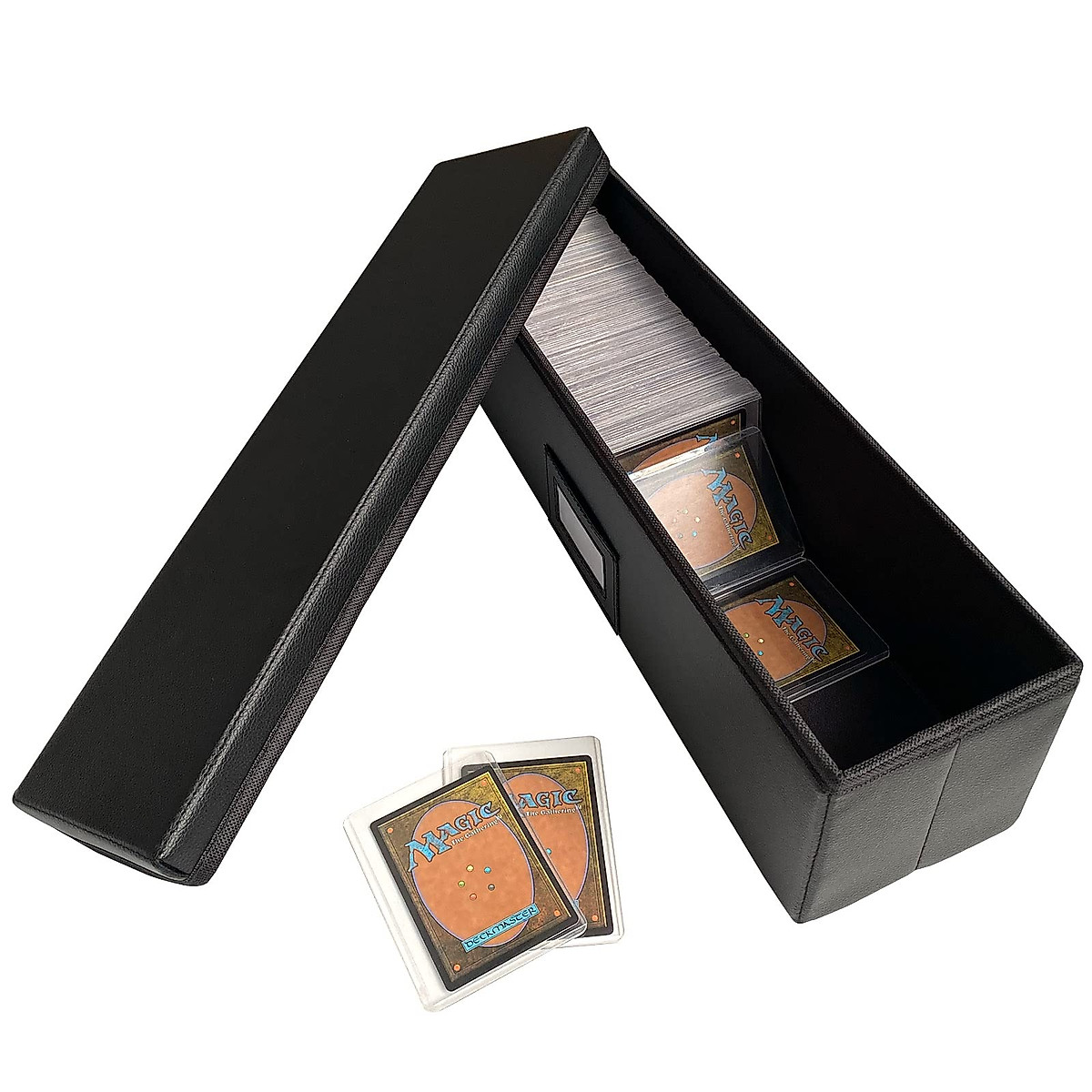 tutata Leather Trading Card Storage Box Toploader Storage Box, Baseball Card Storage Box Card Organizer for MTG TCG CCG LCG Cards and Toploaders and Sleeves