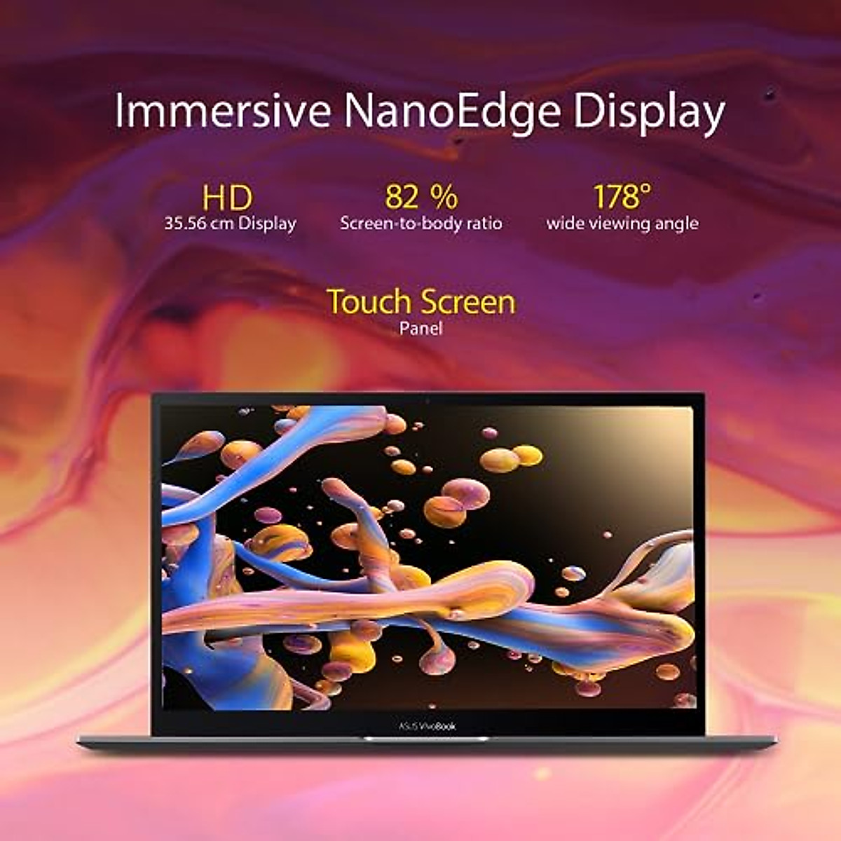 ASUS Newest Thin and Light VivoBook, 14 HD Touchscreen 2-in-1 Laptop, 4GB RAM, 128GB (64G SSD+64G MSD), Intel Celeron Processor, Type-C,HDMI, Microsoft 365 Personal 1-Year, Windows 11 S