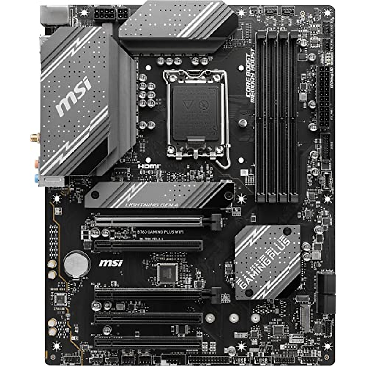 MSI B760 Gaming Plus WiFi Gaming Motherboard (Supports 12th/13th Gen Intel Processors, LGA 1700, DDR5, PCIe 4.0, M.2, 2.5Gbps LAN, USB 3.2 Gen2, Wi-Fi 6E, ATX)