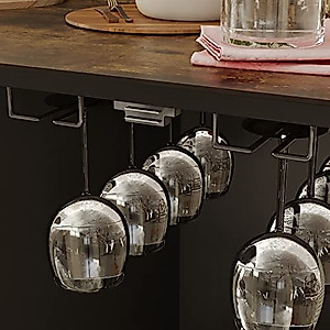 Easyzon Industrial Coffee Bar Cabinet, Rolling Liquor Cabinet Bar for Home with Metal Mesh Doors, Bar Unit on Wheels