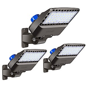 Juyace 150W led Parking lot Light Dusk to Dawn Outdoor Lighting Commercial Flood IP65 Waterproof 5000K Wall Mount 100-277V Shoe Box Street Yard Security Area（3 Pack
