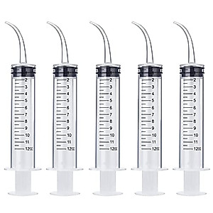 Wisdom Teeth Syringe, 5 Pack Irrigation Dental Syringes with Measure Scale & Curved Tip for Dental Care Liquid Oral Tonsil Stone