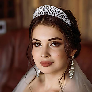 CZ Full Cubic Zirconia Tiaras and Crowns for Women Prom Quinceanera Birthday Meghan Markle Wedding Hair Accessories HG003 Silver