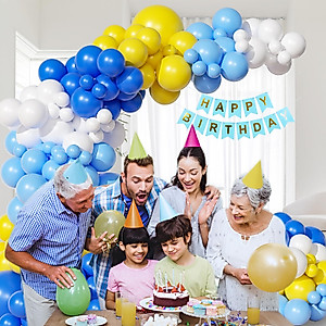 137pcs Blue and Yellow Balloon Arch Kit, DIY Cartoon Theme Blue Light Blue Yellow White Latex Party Balloons for Cartoon Theme Birthday Anniversary Graduation Baby Shower Party Decorations