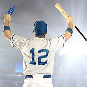 Sinmoe 48 Pieces Sport Party Favors Fan Foam Finger Mini #1 Basketball Baseball Football Soccer Team Cheerleader Gifts for Sporting Events Games Birthday Supplies(Dark Blue)